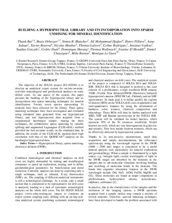 (PDF) Building a Hyperspectral Library and its Incorporation into Sparse Unmixing for Mineral ...