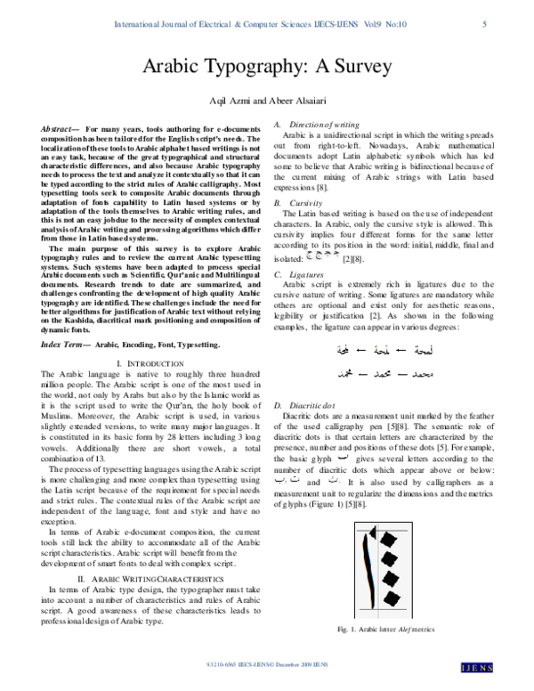 (PDF) Arabic Typography: A Survey
