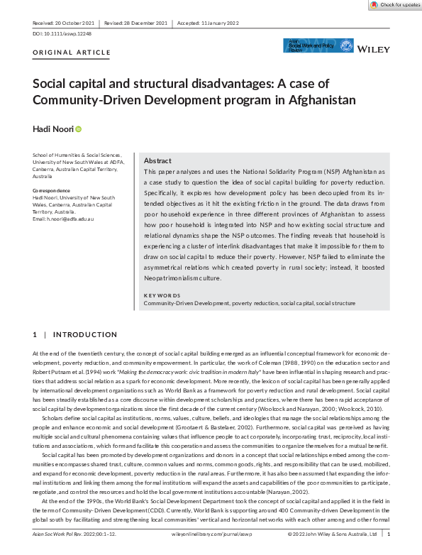 (PDF) Social capital and structural disadvantages: A case of Community ...