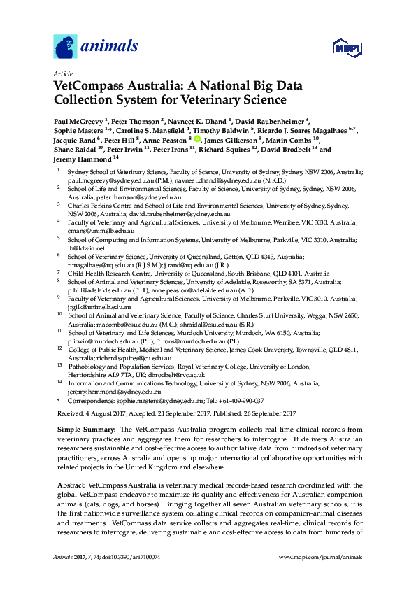 (PDF) VetCompass Australia: A National Big Data Collection System for ...