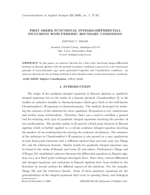 (PDF) First order functional integro-differential inclusions with periodic boundary conditions