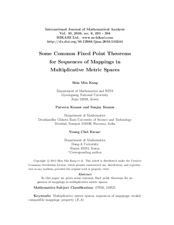 Pdf Some Common Fixed Point Theorems For Sequences Of Mappings In