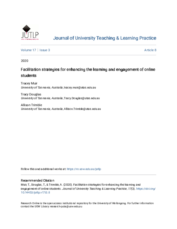 (PDF) Facilitation strategies for enhancing the learning and engagement ...