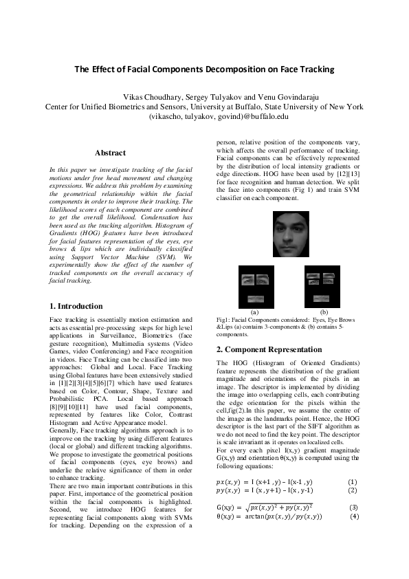 (PDF) The Effect of Facial Components Decomposition on Face Tracking