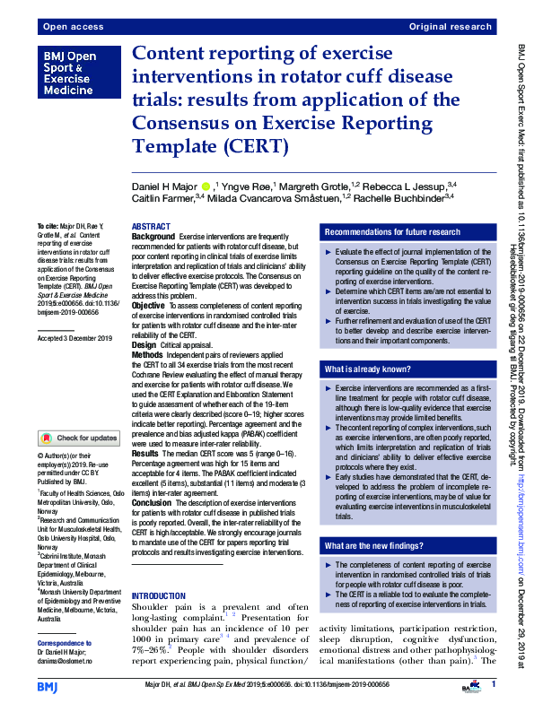 (PDF) Content reporting of exercise interventions in rotator cuff disease trials: results from ...