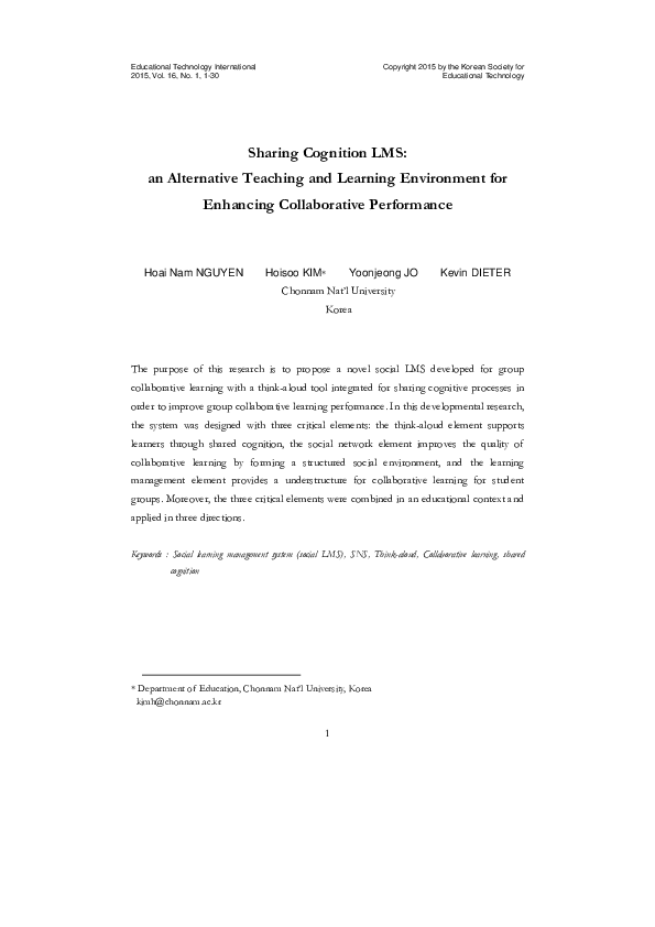 (PDF) Sharing Cognition LMS: an Alternative Teaching and Learning ...