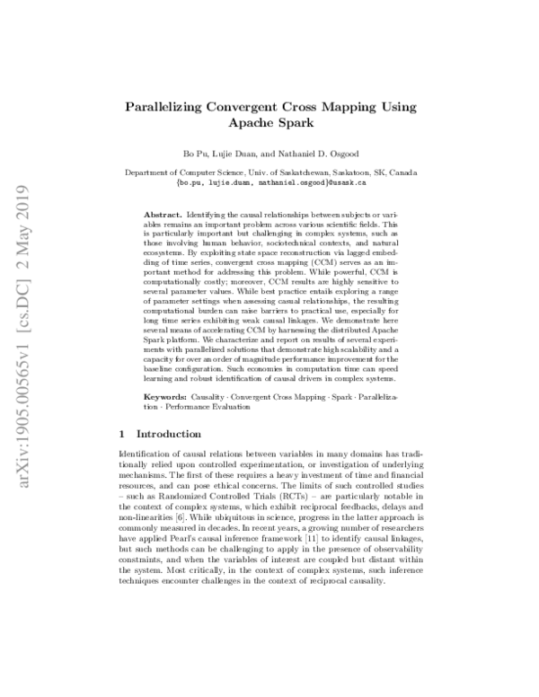 (PDF) Parallelizing Convergent Cross Mapping Using Apache Spark