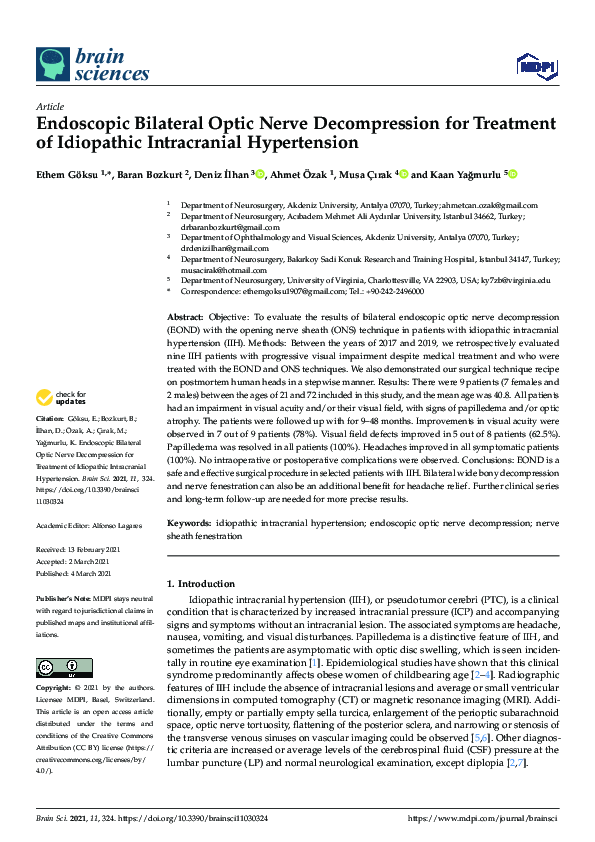 (PDF) Endoscopic Bilateral Optic Nerve Decompression for Treatment of ...