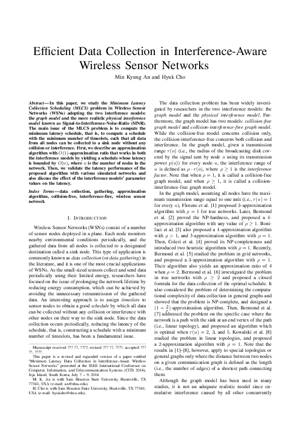 Pdf Efficient Data Collection In Interference Aware Wireless Sensor