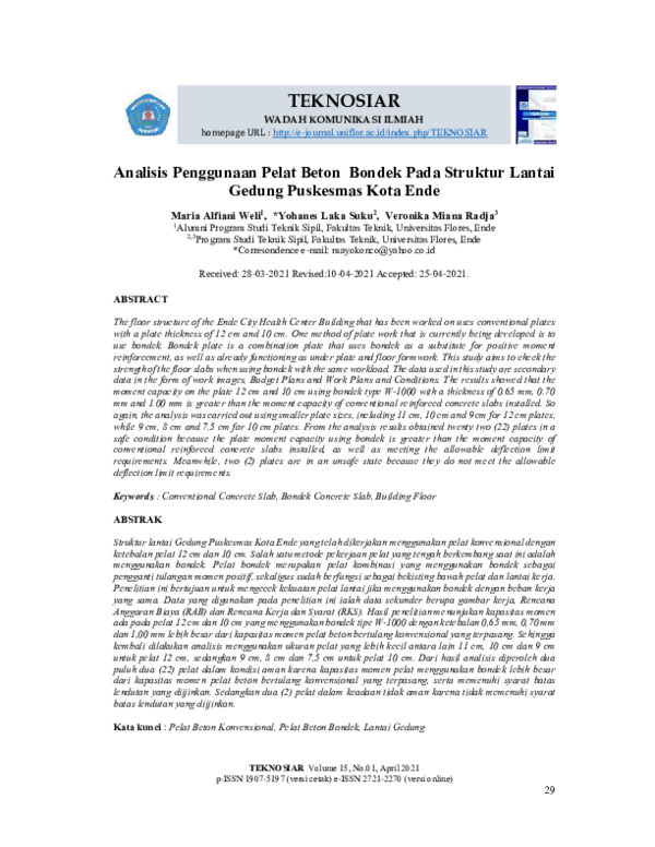 (PDF) Analisis Penggunaan Pelat Beton Bondek Pada Struktur Lantai ...