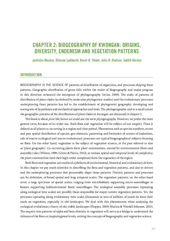 (PDF) Biogeography of Kwongan: Origins, Diversity, Endemism and ...