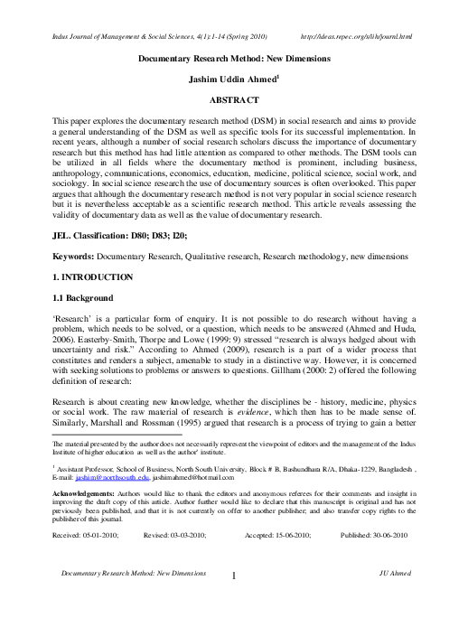 (PDF) Documentary Research Method: New Dimensions