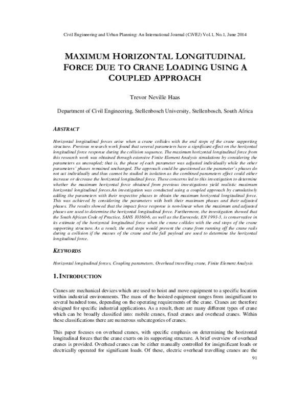 (PDF) Maximum Horizontal Longitudinal Force Due to Crane Loading Using ...