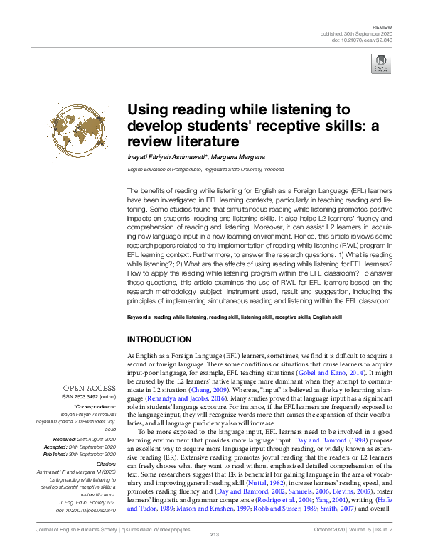 (PDF) Using reading while listening to develop students' receptive ...