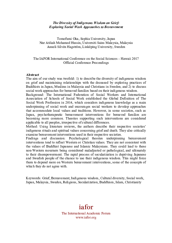 (PDF) Indigenous Grief Wisdom in Social Work Practice