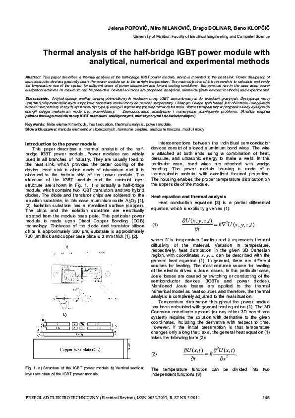 (PDF) Thermal analysis of the half-bridge IGBT power module with analytical, numerical and ...
