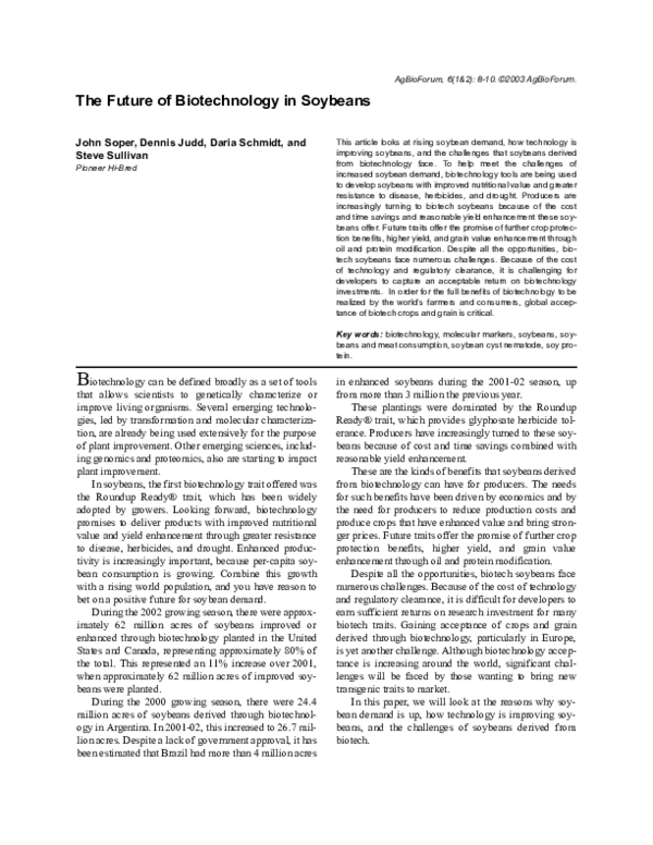 (PDF) The Future of Biotechnology in Soybeans