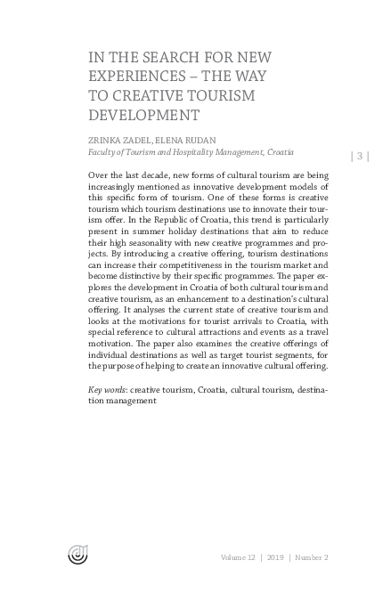 (PDF) In the Search for New Experinces - The Way to Creative Tourism ...