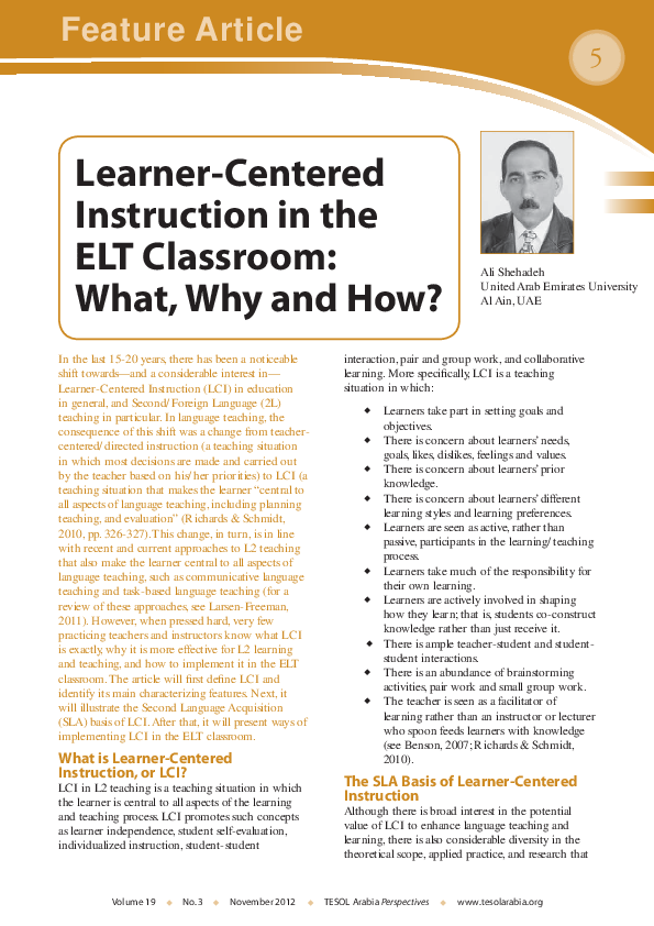 (PDF) Learner-Centred Instruction: What, Why and How?