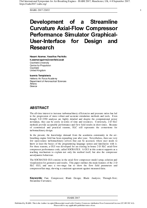 (PDF) Development of a streamline curvature axial-flow compressor ...