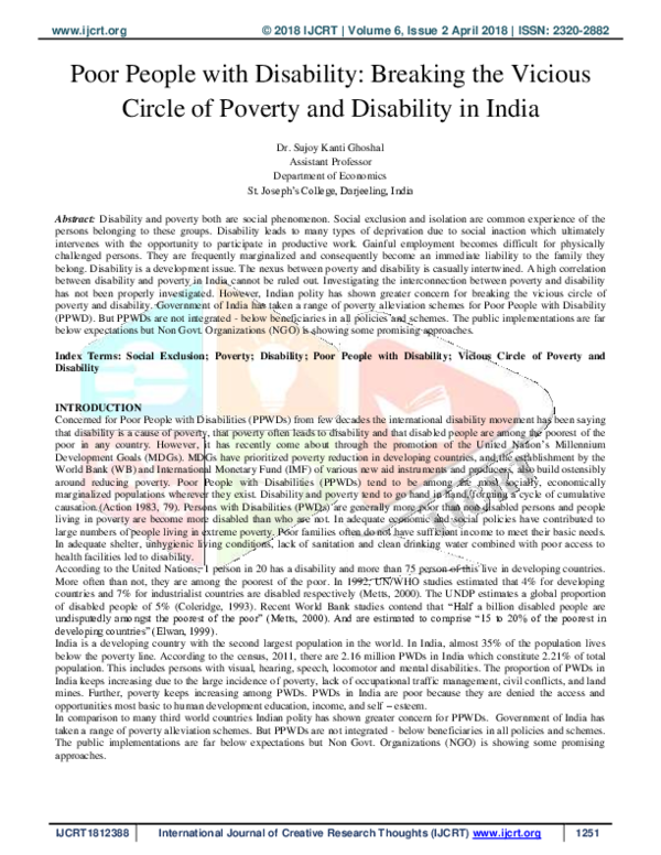 (PDF) Poor People with Disability: Breaking the Vicious Circle of ...