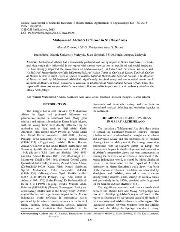 (PDF) Muhammad Abduh’s influence in Southeast Asia