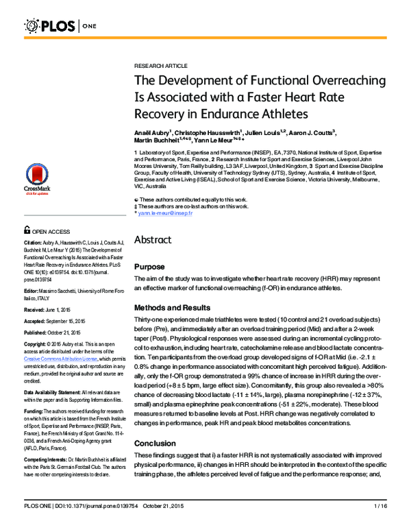 (PDF) The Development of Functional Overreaching Is Associated with a ...