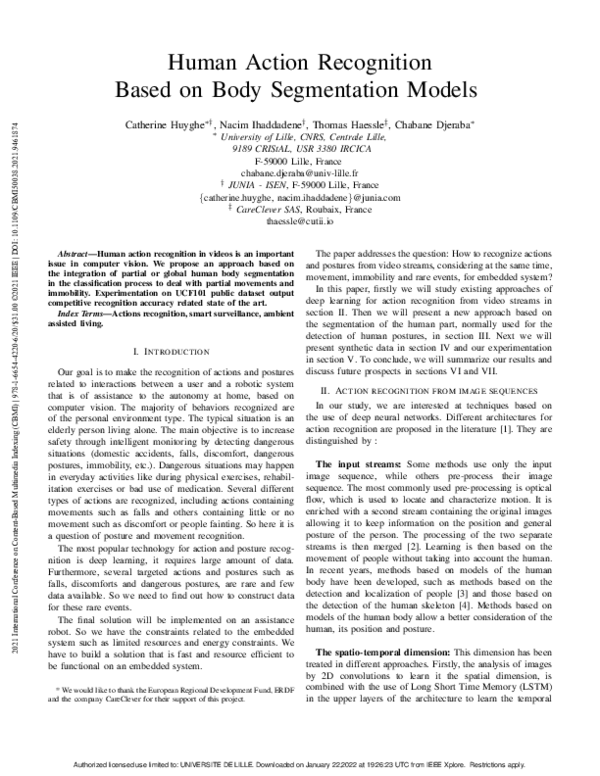 (PDF) Body Segmentation for Human Action Recognition