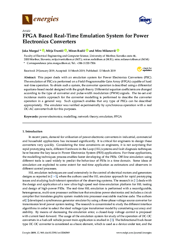 Pdf Fpga Based Real Time Emulation System For Power Electronics