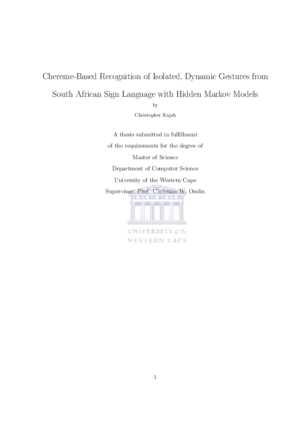 (PDF) Chereme-based recognition of isolated, dynamic gestures from South African sign language ...