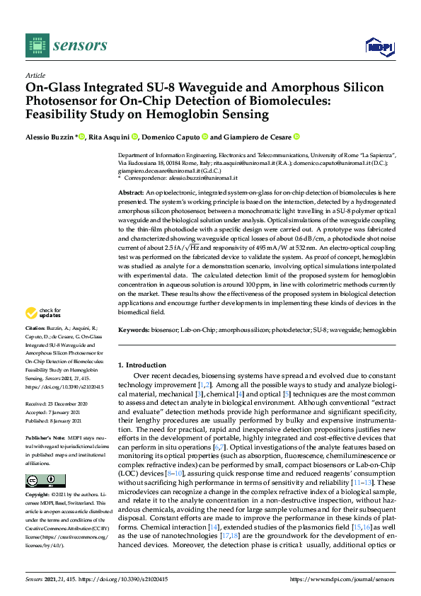 (PDF) On-Glass Integrated SU-8 Waveguide and Amorphous Silicon ...