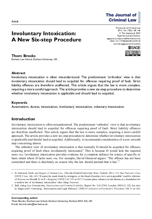 (PDF) Involuntary Intoxication