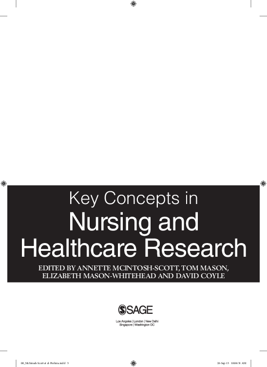(PDF) Key Concepts in Nursing and Healthcare Research
