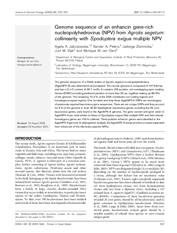 (PDF) Whole genome sequence analysis of a Polish isolate of Agrotis ...