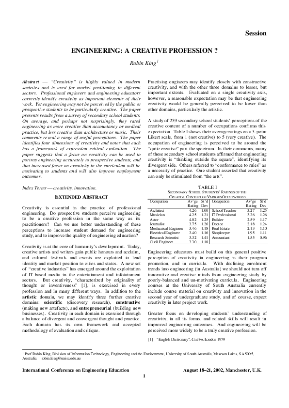 (PDF) Engineering: A Creative Profession