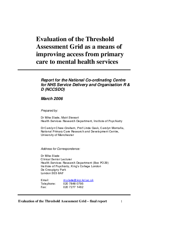 (PDF) Evaluation of the Threshold Assessment Grid – final report ...