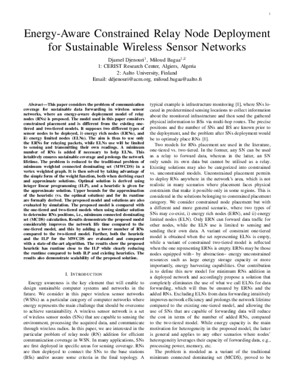 (PDF) Energy-Aware Constrained Relay Node Deployment for Sustainable ...