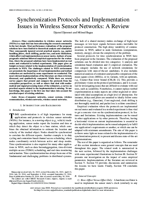 (PDF) Synchronization Protocols and Implementation Issues in Wireless ...