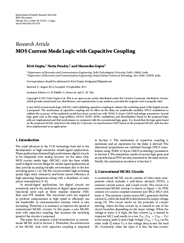(PDF) MOS Current Mode Logic with Capacitive Coupling