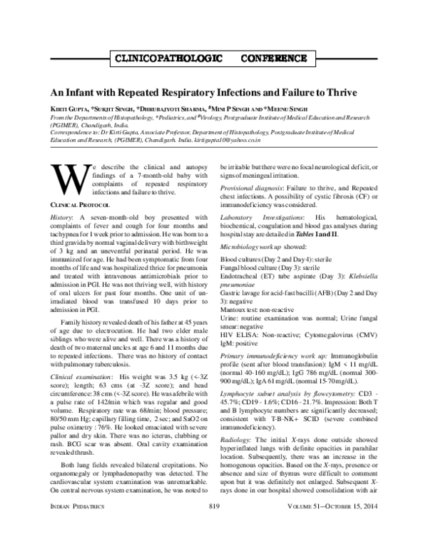 (PDF) An infant with repeated respiratory infections and failure to thrive