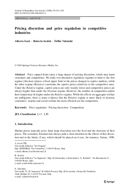 (PDF) Pricing Discretion and Price Regulation in Competitive Industries