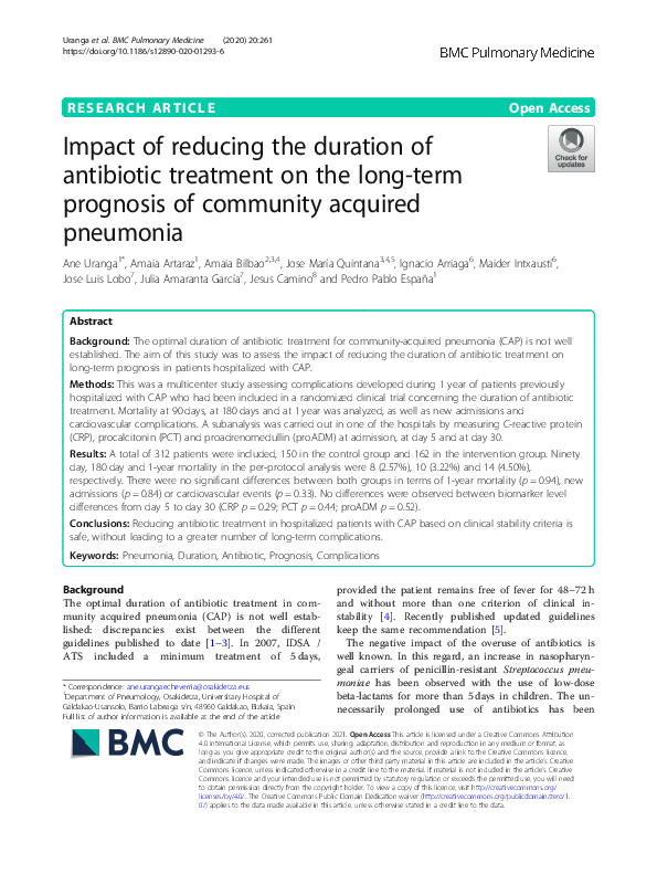 (PDF) Impact of reducing the duration of antibiotic treatment on the ...