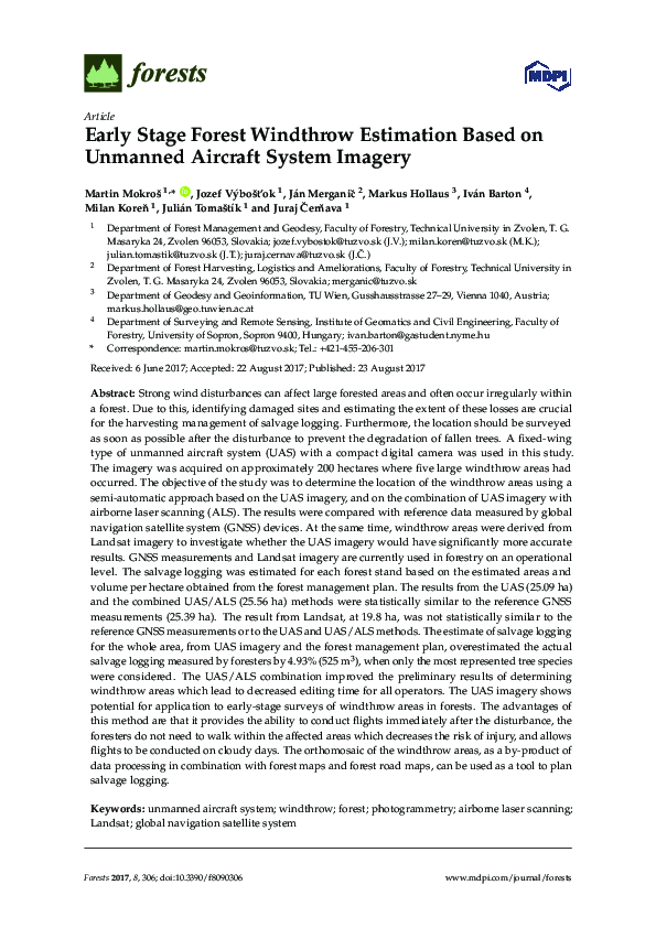 (PDF) Early Stage Forest Windthrow Estimation Based on Unmanned ...