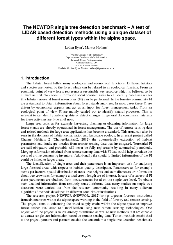 Pdf The Newfor Single Tree Detection Benchmark A Test Of Lidar
