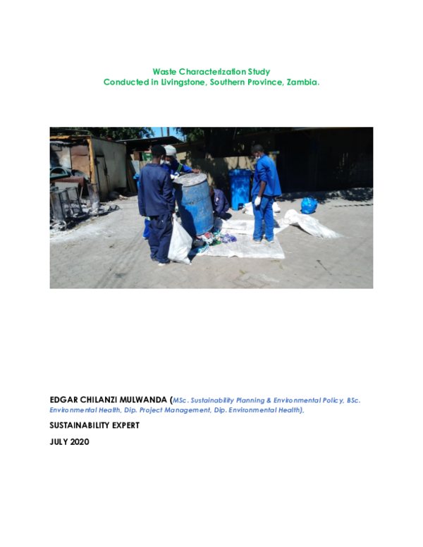 (PDF) Solid Waste Characterization Study Conducted in Livingstone ...
