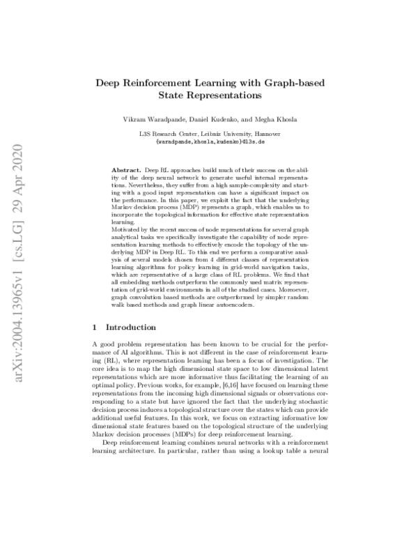 (PDF) Deep Reinforcement Learning with Graph-based State Representations