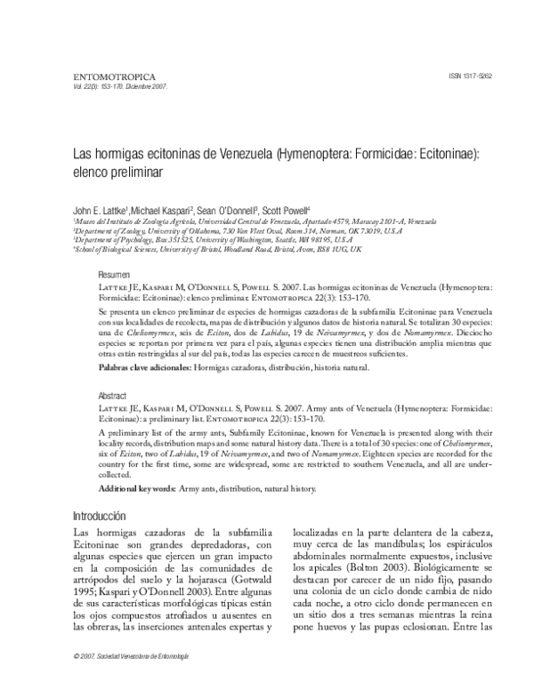 (PDF) Las hormigas ecitoninas de Venezuela (Hymenoptera: Formicidae ...