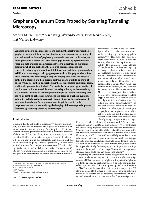 (PDF) Graphene Quantum Dots Probed by Scanning Tunneling Microscopy