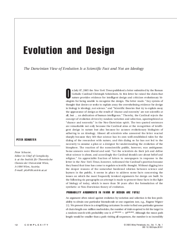 (PDF) Evolution and design: The Darwinian view of evolution is a scientific fact and not an ideology