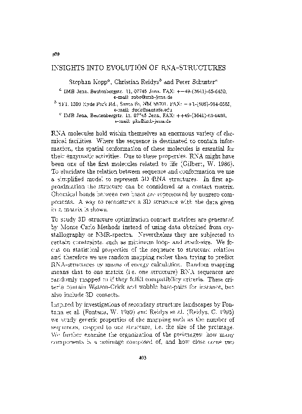 (PDF) Insights into evolution of RNA-structures
